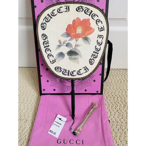 Gucci | Other | Gucci Gothic Logo Silk Tassel Wood Handle Fan | Poshmark